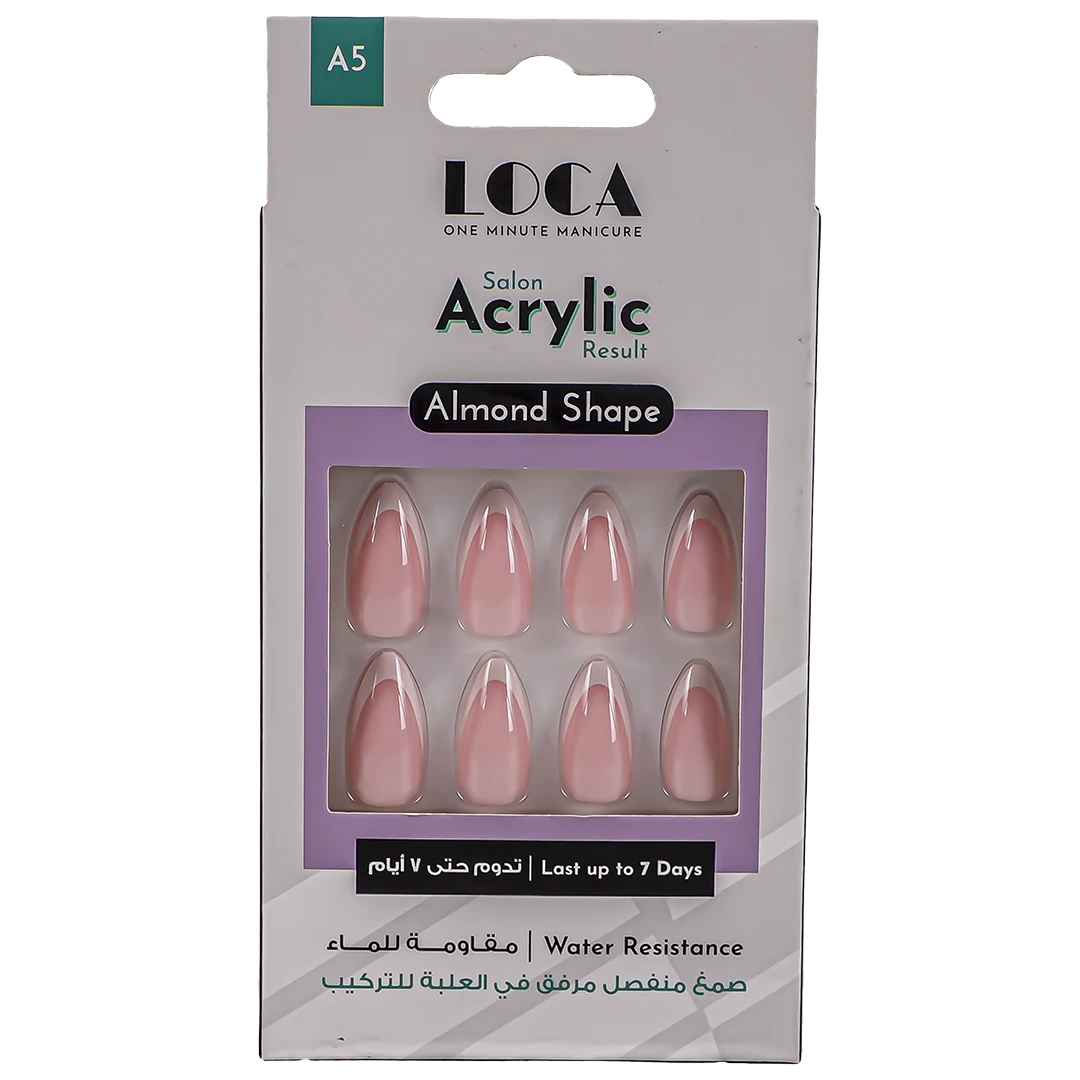 Buy Loca Acrylic Nails A5-Almond Shape Pink French | Ninja Saudi Arabia