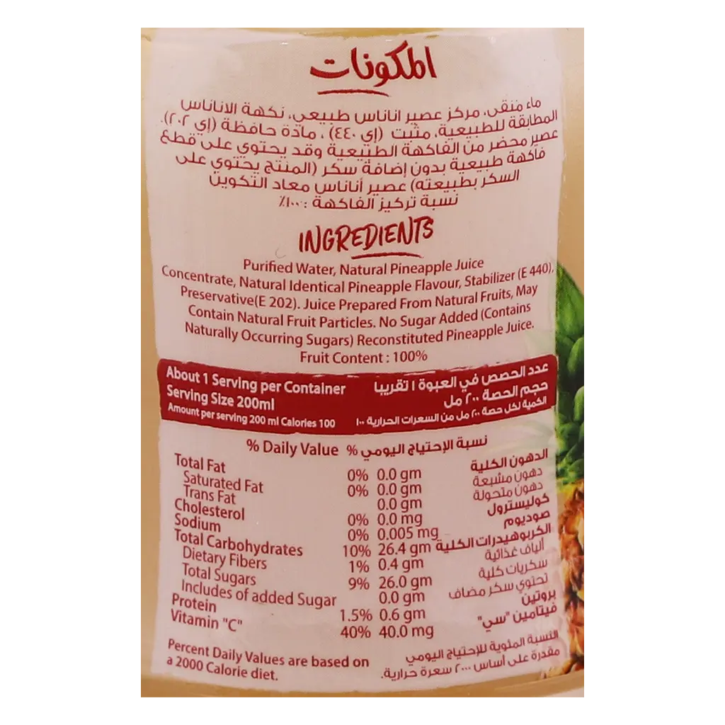 Buy Nada Pineapple Juice 200 ml | Ninja Saudi Arabia