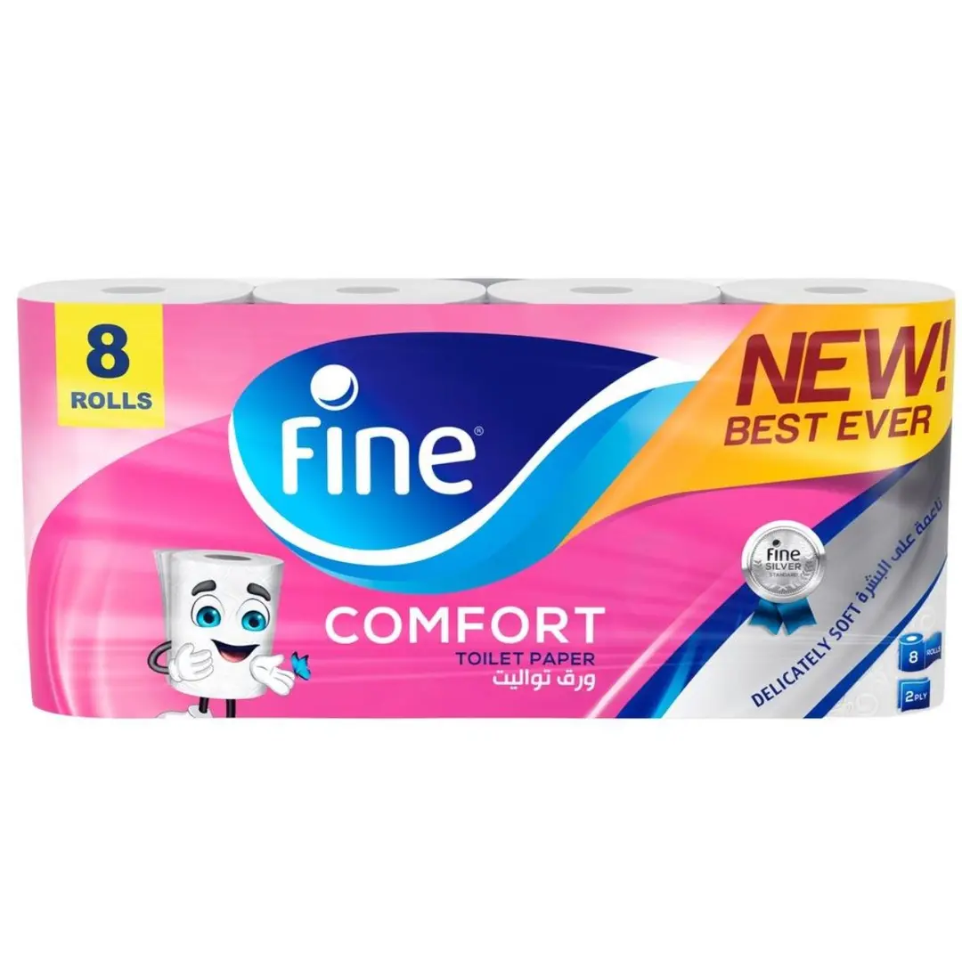 Buy Fine Toilet Paper Fine Comfort 180 Sheets 2 Ply 8 Rolls | Ninja Kuwait